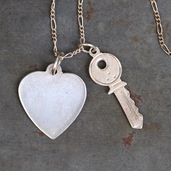 Heart Key Necklace - Etsy