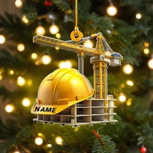Personalized Construction 2D Flat Ornaments, Christmas Gift for ...