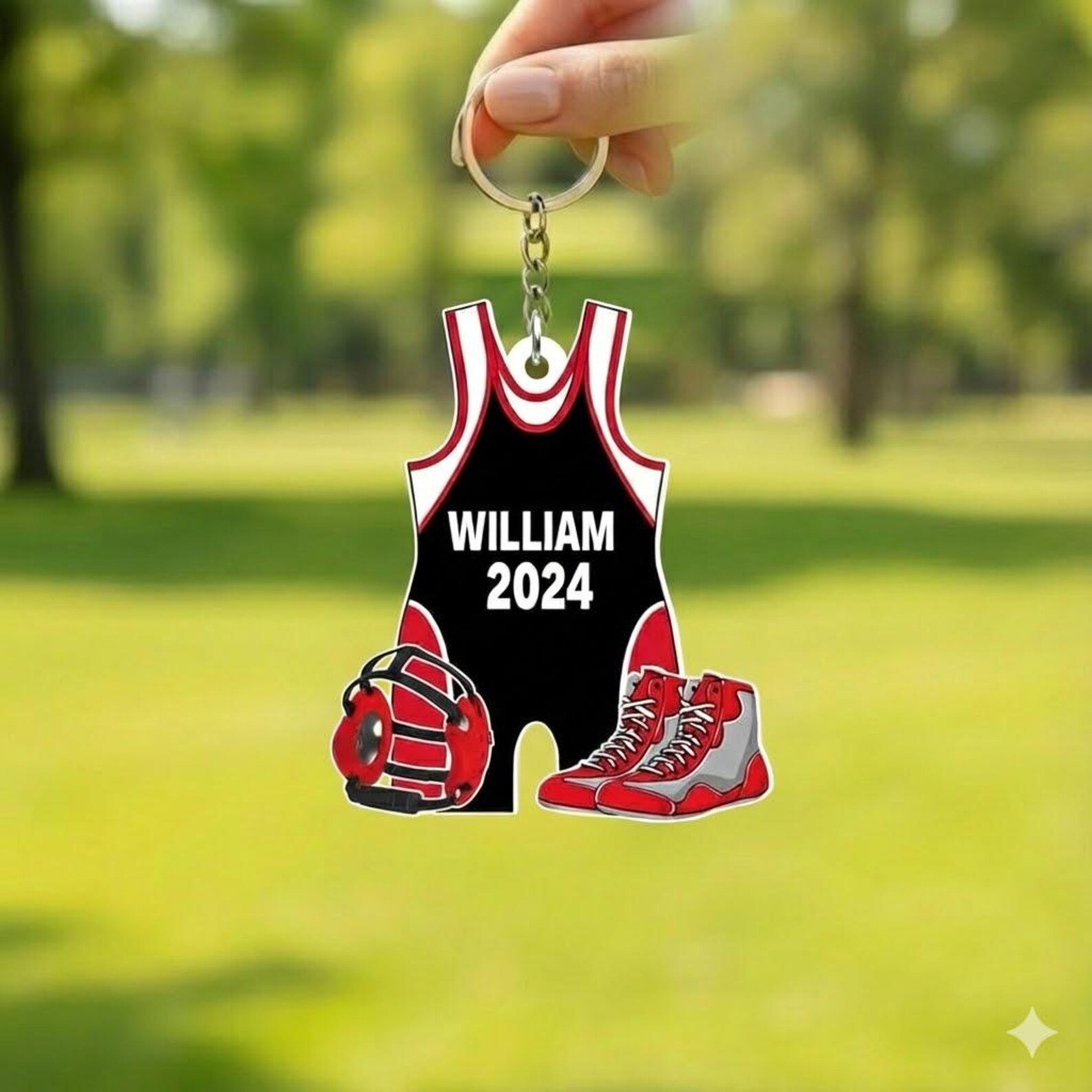 Custom Wrestling Keychain, Personalized Wrestler Keyring, Sports Gift ...