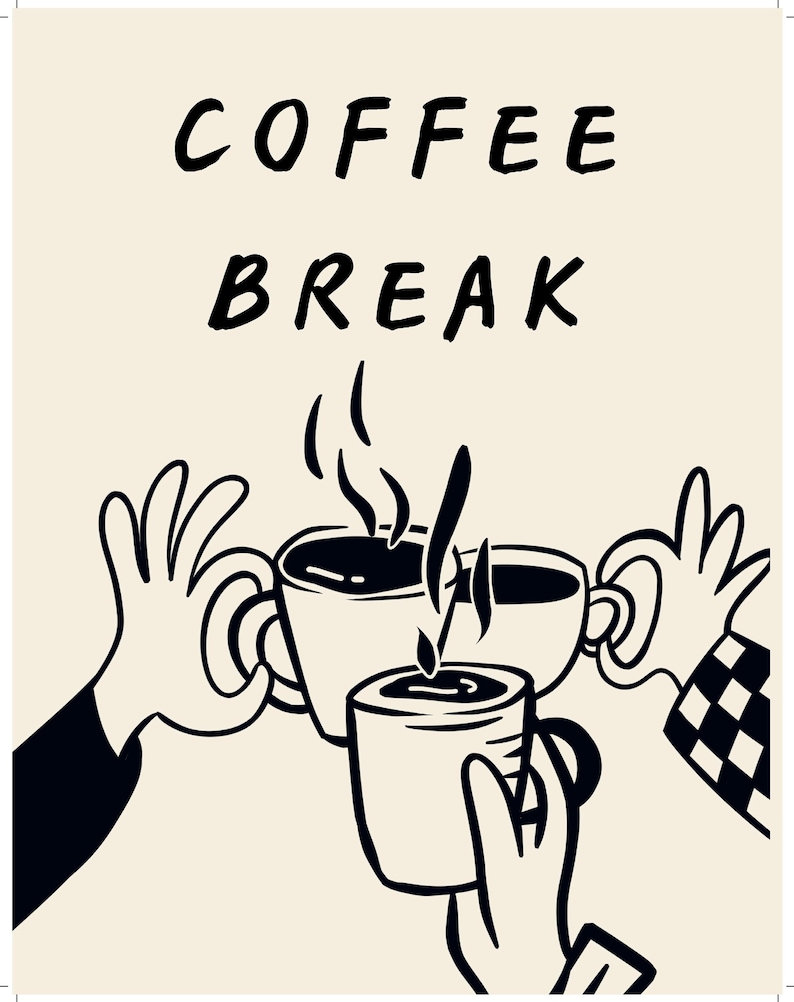 Minimalist Coffee Break Wall Art, Mug Poster, Modern Kitchen Decor ...