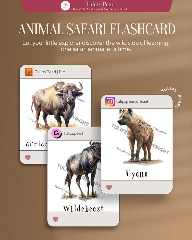 Safari Animal Flashcards | Printable Learning Cards for Kids ...