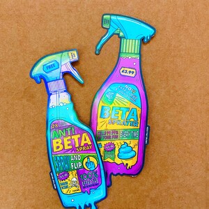 Large Beta Spray & Anti-beta Spray Bottle Holographic Stickers, Vinyl ...