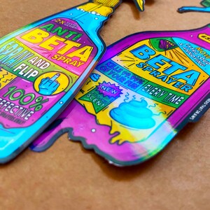 Large Beta Spray & Anti-beta Spray Bottle Holographic Stickers, Vinyl ...