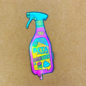 Large Beta Spray & Anti-beta Spray Bottle Holographic Stickers, Vinyl ...