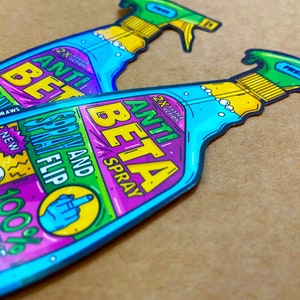 Large Beta Spray & Anti-beta Spray Bottle Holographic Stickers, Vinyl ...