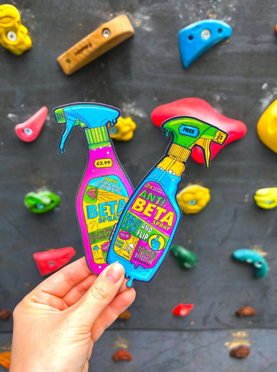 Large Beta Spray & Anti-beta Spray Bottle Holographic Stickers, Vinyl ...