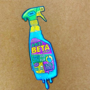 Large Beta Spray & Anti-beta Spray Bottle Holographic Stickers, Vinyl ...