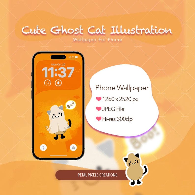 Jellycat-inspired Ghost Cat Phone & Tablet Wallpaper Set - Etsy