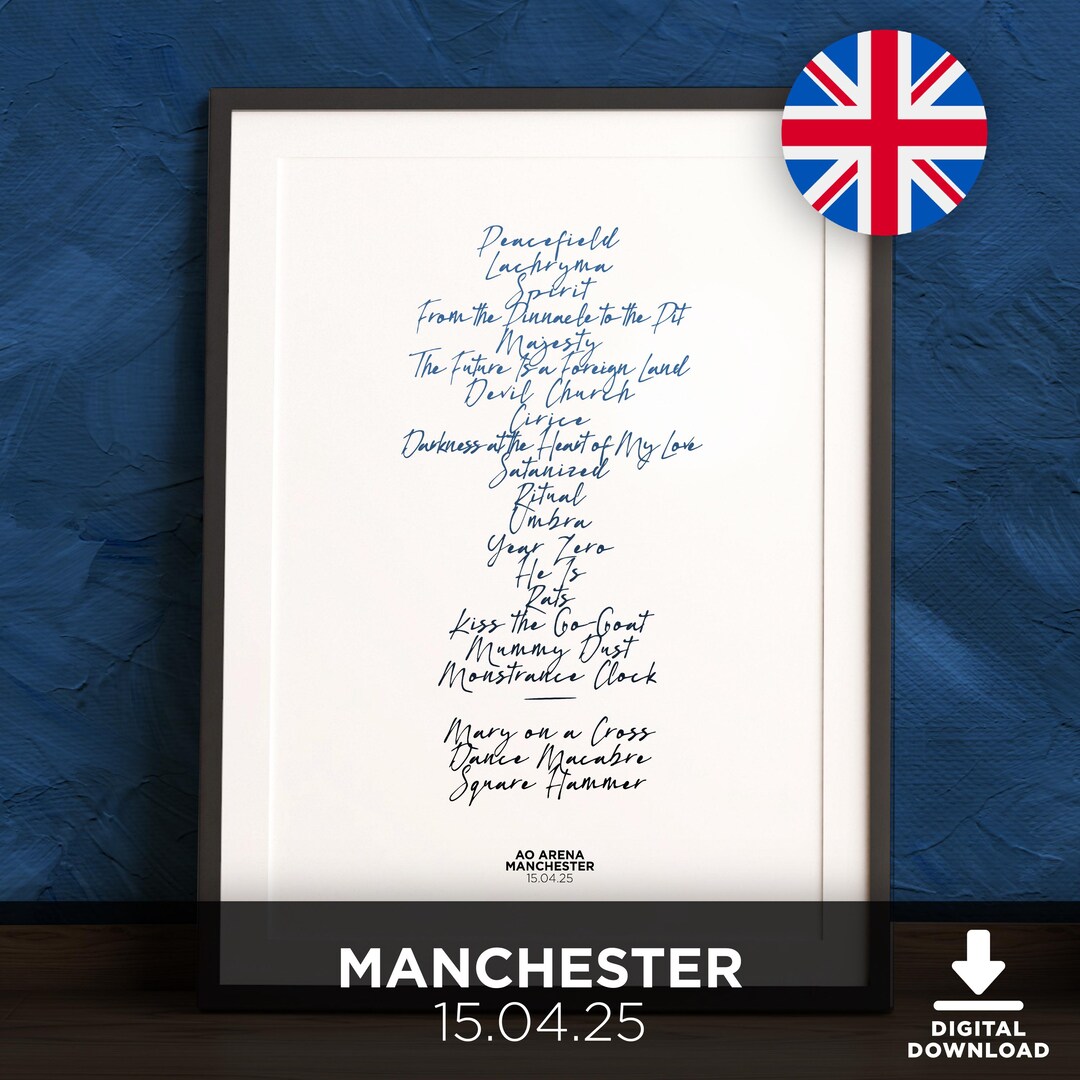 AO Arena, Manchester - 15.04.25 - Printable Tour Concert Setlist ...