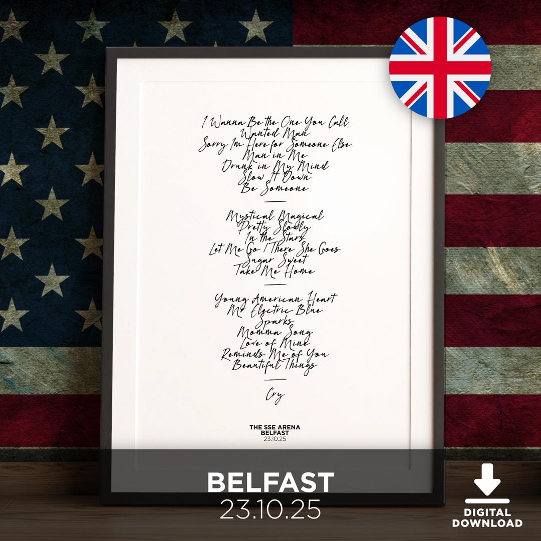 SSE Arena, Belfast - 23.10.25 - Printable Tour Concert Setlist ...
