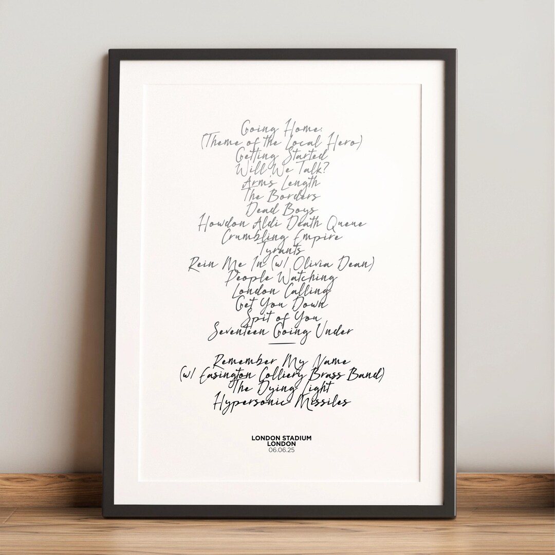 2025 UK Tour Concert Setlist Print - SFE - Etsy