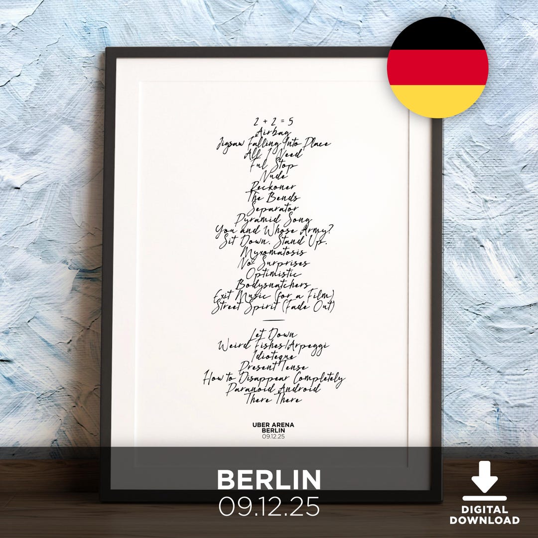 Uber Arena, Berlin - 09.12.25 - Printable Tour Concert Setlist ...