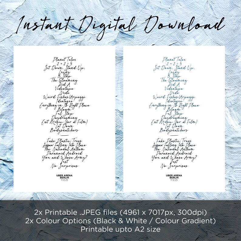 Uber Arena, Berlin - 11.12.25 - Printable Tour Concert Setlist ...