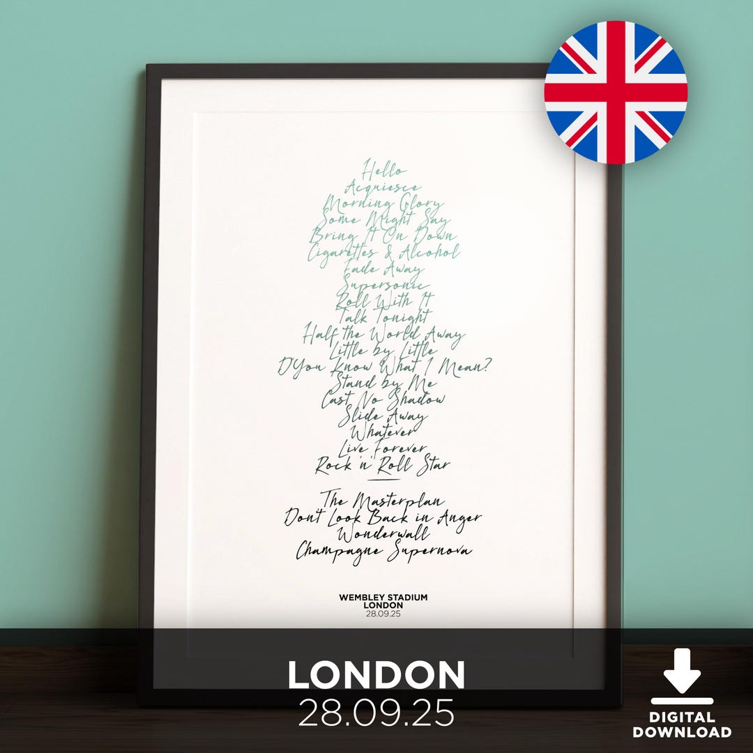 Wembley Stadium, London - 28.09.25 - Printable Tour Concert Setlist ...
