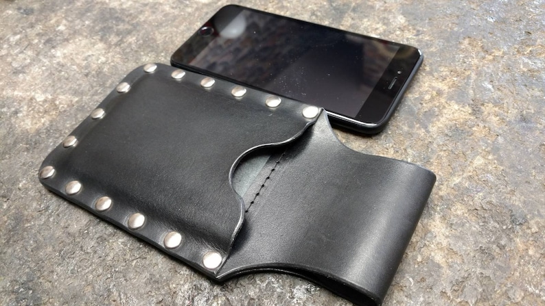 NEW Style Handmade Rivets Sleeve Wallet From Black Genuine | Etsy