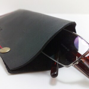 Leather Eye Glasses Case Handmade Reading Glass Covers in Black Genuine ...