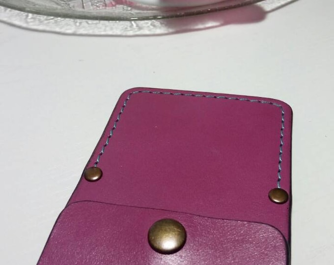 Handcrafted in Purple Genuine Leather and Turquoise Thread / Card ...