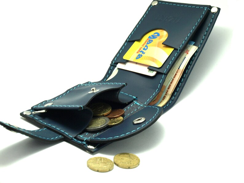 Perfect Bike Wallet From Navy Blue Genuine Leather Two Pockets - Etsy