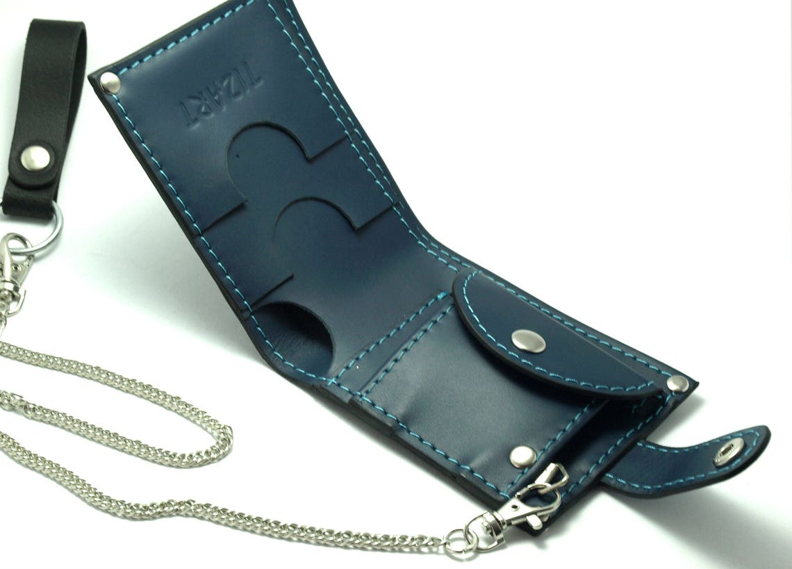 Perfect Bike Wallet From Navy Blue Genuine Leather Two Pockets - Etsy