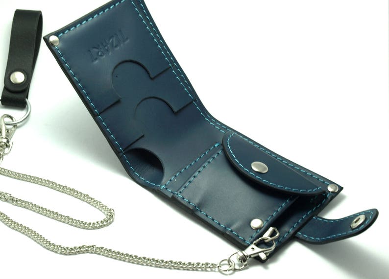 Perfect Bike Wallet From Navy Blue Genuine Leather Two Pockets - Etsy