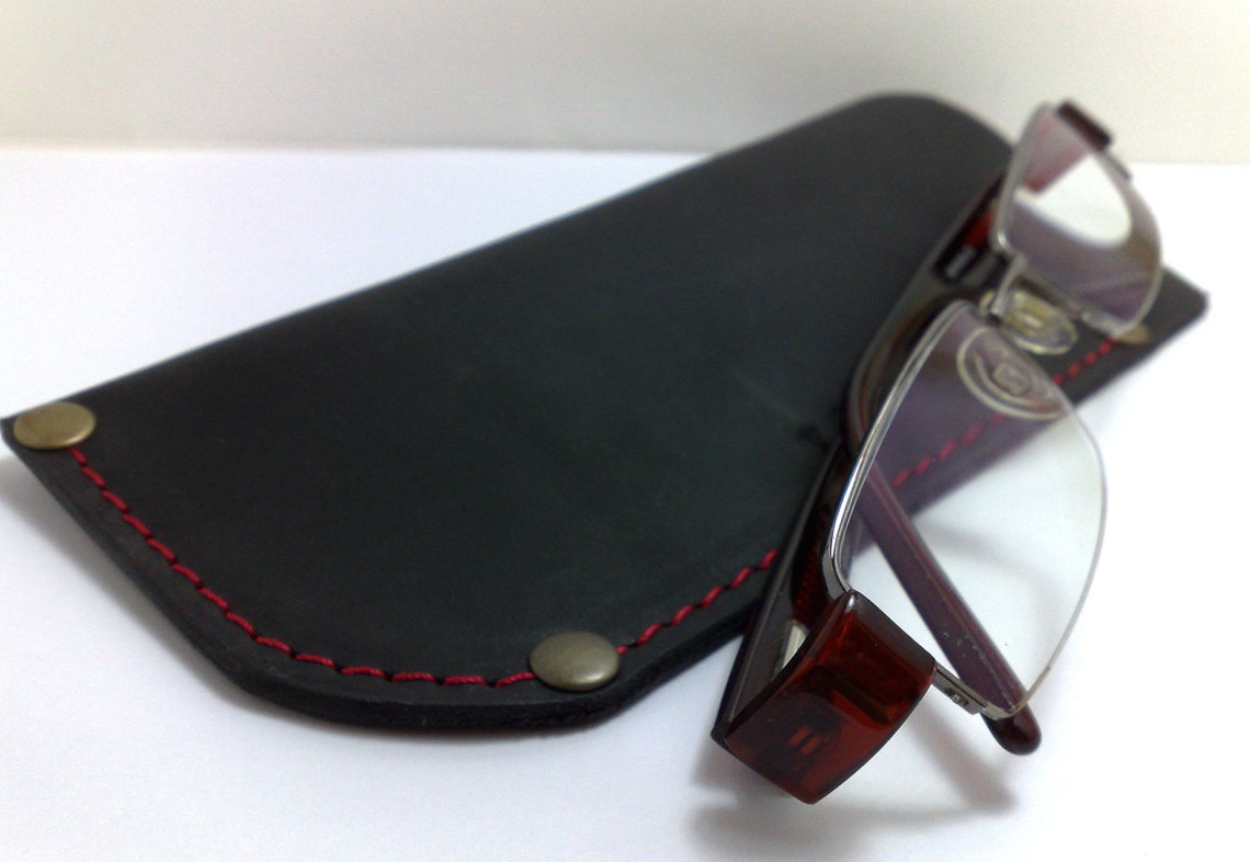 Leather Eye Glasses Case Handmade Reading Glass Covers in Black Genuine ...