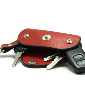 Unique Keychain Key Holder From Red Cowhide Holds 4-6 Regular Keys or ...
