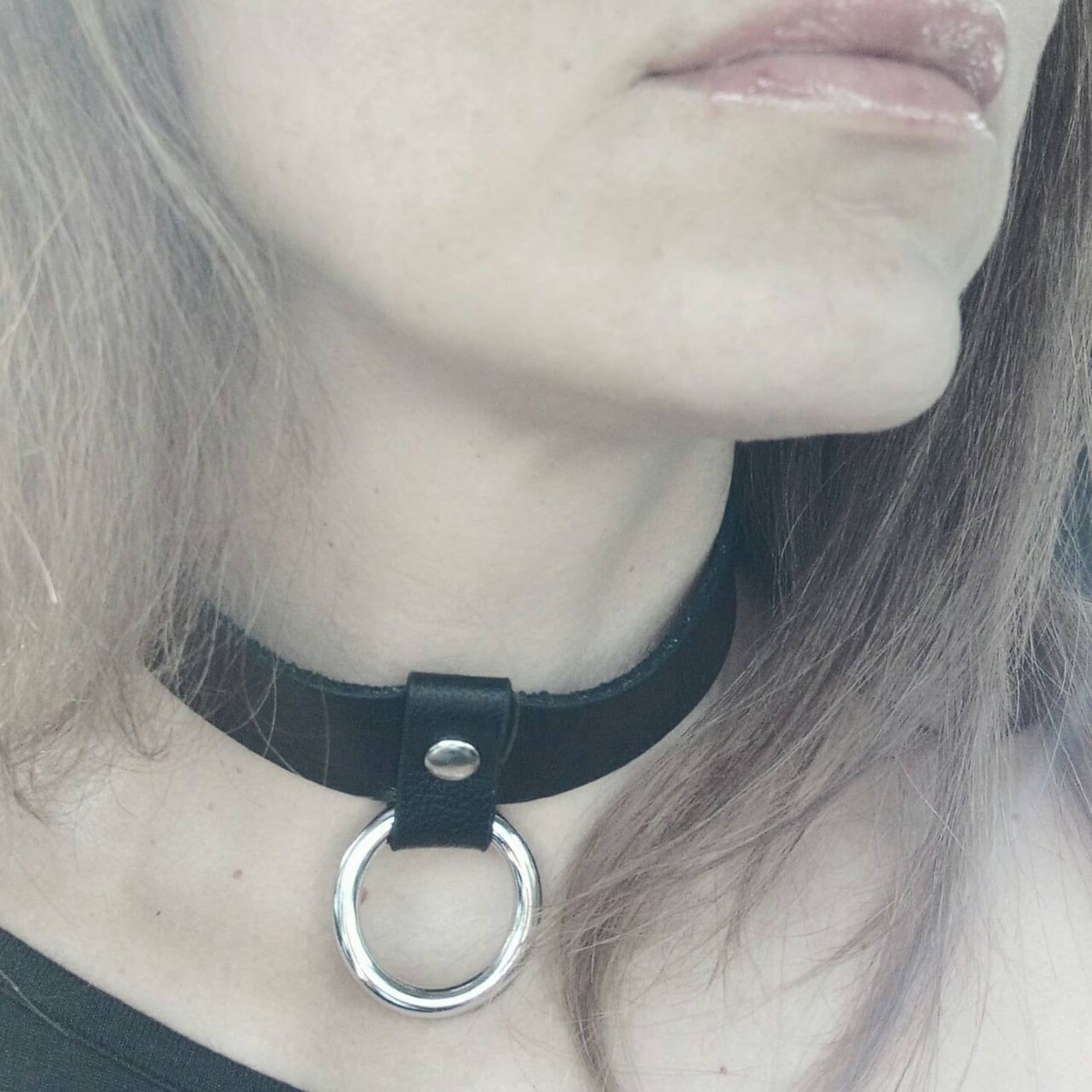 Handmade Genuine Leather Choker Genuine Leather With Metal Ring Chokers ...