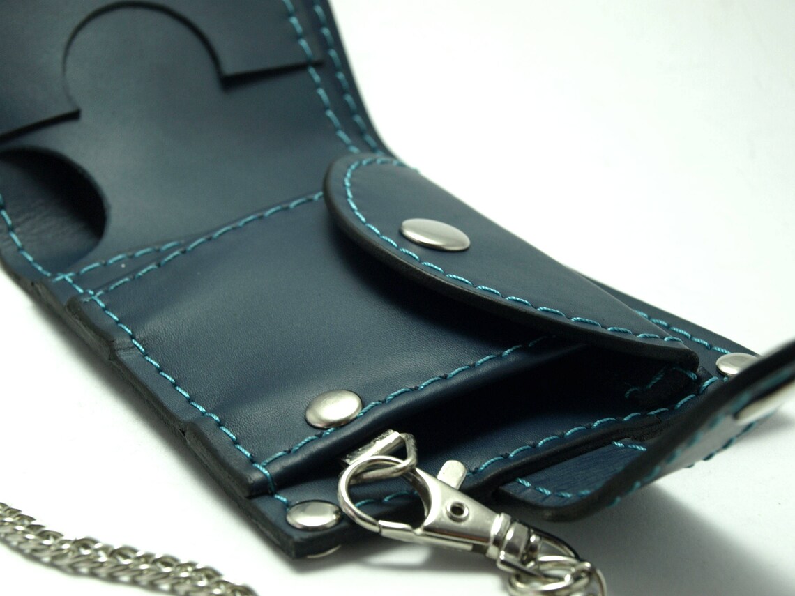 Perfect Bike Wallet From Navy Blue Genuine Leather Two Pockets - Etsy