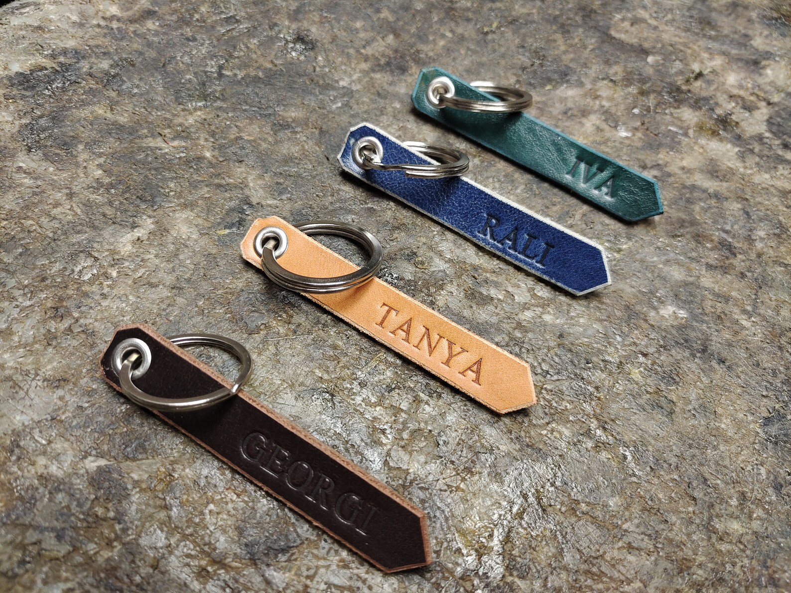Leather Tags Keychain Personalized Leather Strap Hand Crafted - Etsy