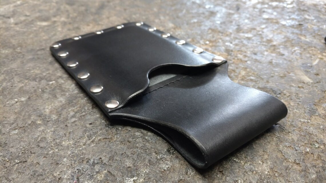 NEW Style Handmade Rivets Sleeve Wallet From Black Genuine - Etsy