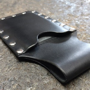 NEW Style Handmade Rivets Sleeve Wallet From Black Genuine Leather All ...