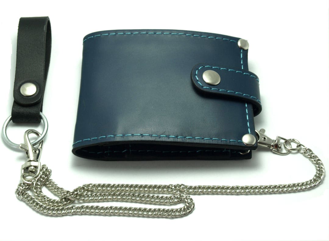 Perfect Bike Wallet From Navy Blue Genuine Leather Two Pockets - Etsy