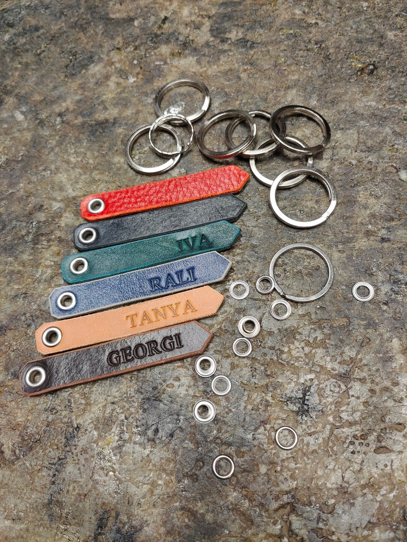 Leather Tags Keychain Personalized Leather Strap Hand Crafted - Etsy