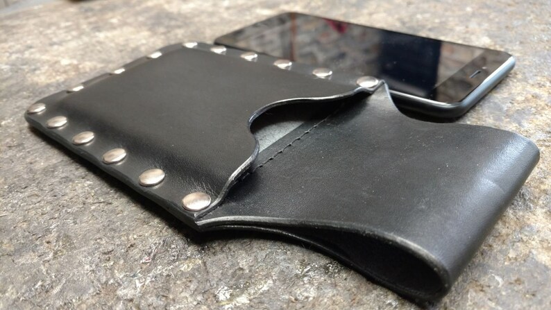 NEW Style Handmade Rivets Sleeve Wallet From Black Genuine - Etsy