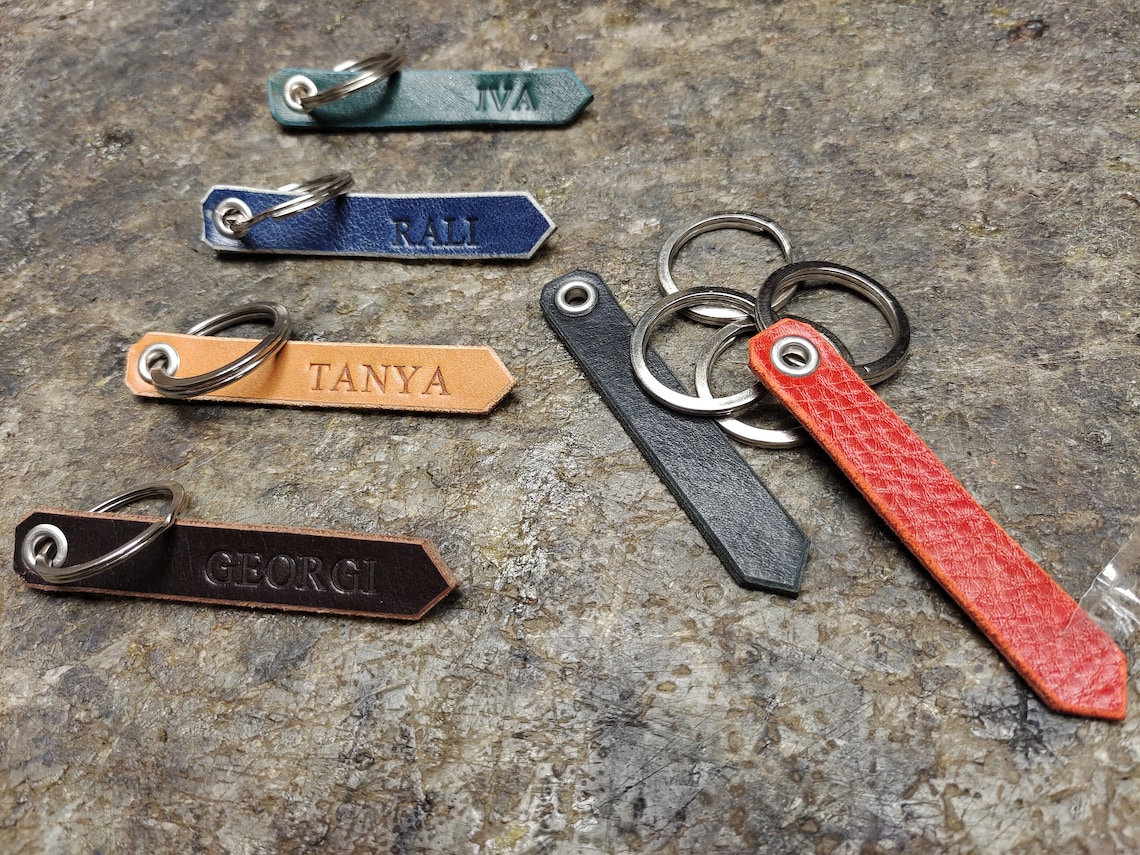 Leather Tags Keychain Personalized Leather Strap Hand Crafted - Etsy