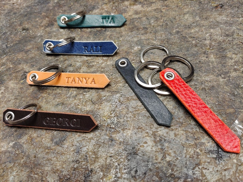 Leather Tags Keychain Personalized Leather Strap Hand Crafted Cowhide ...