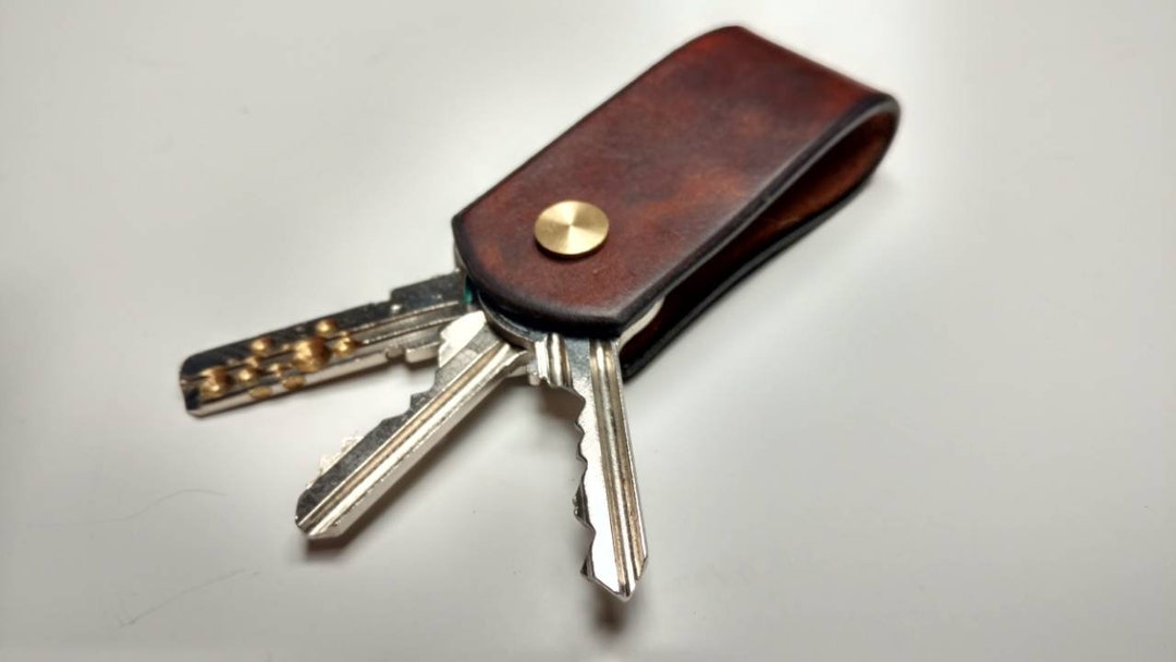 Comfortable Small Compact 3-key Holder From Thick Genuine Leather Brown ...