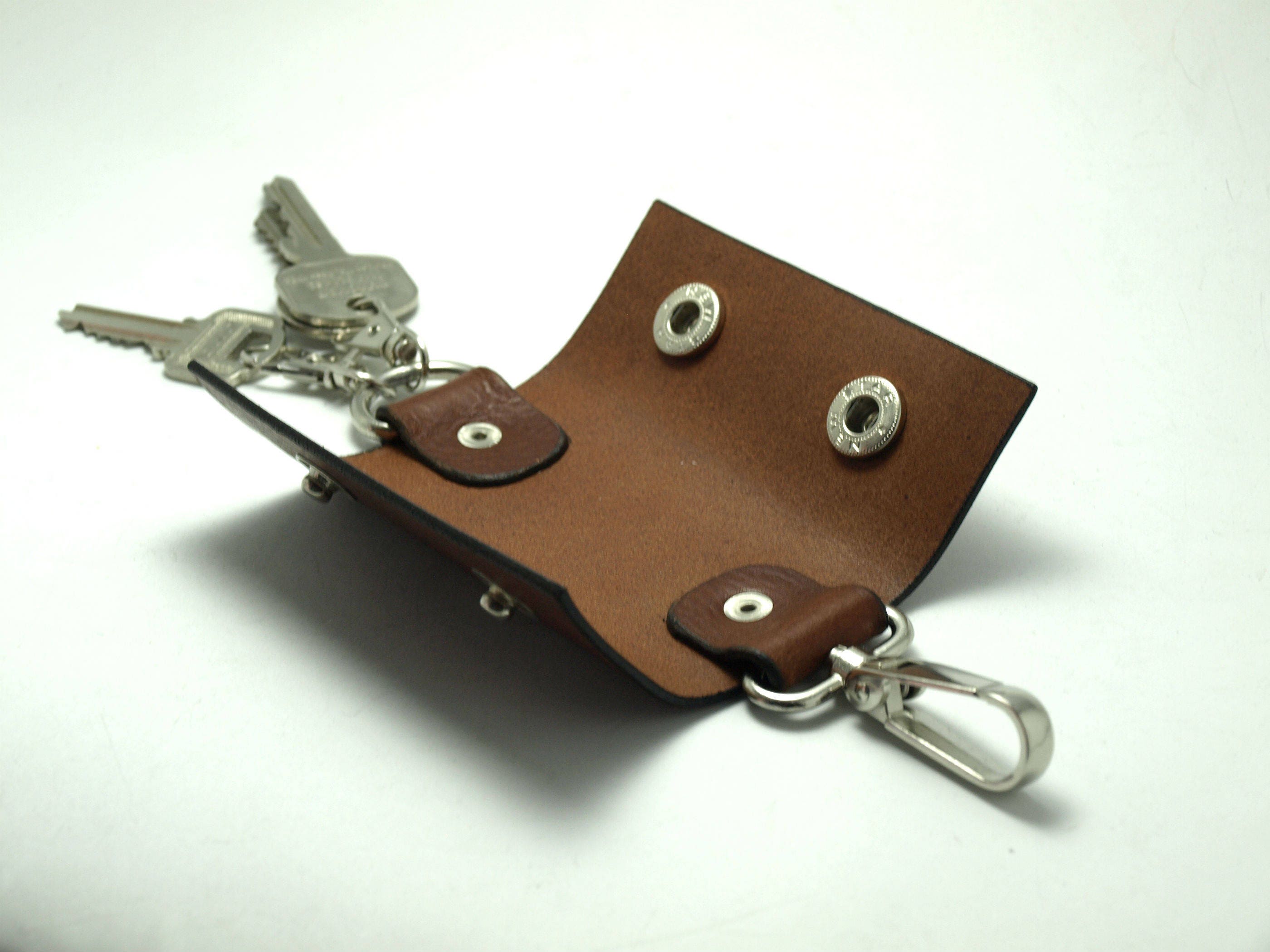 Handmade Leather Keychain Key Holder Cover for Keys With 2 Hooks and ...