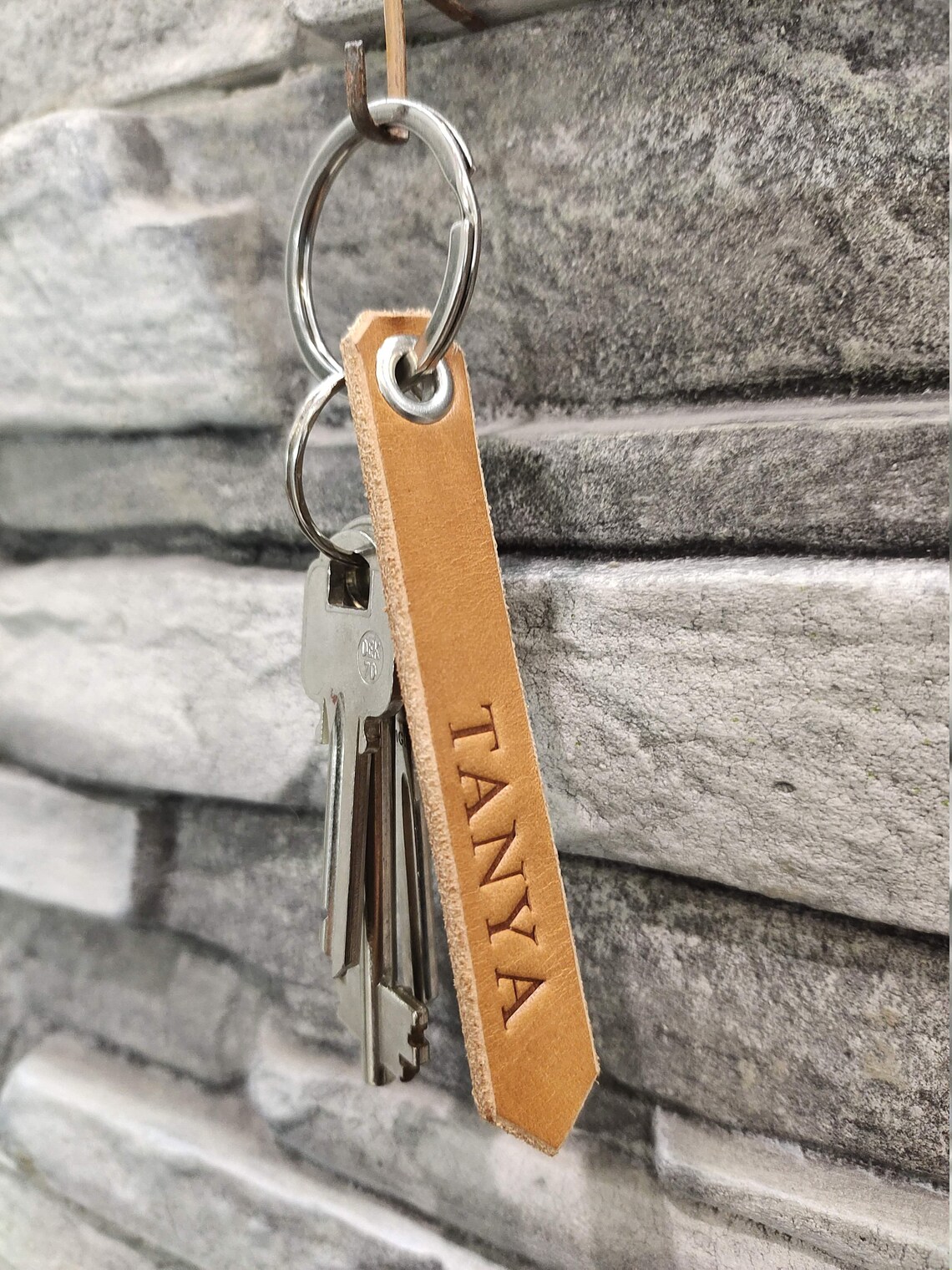 Leather Tags Keychain Personalized Leather Strap Hand Crafted - Etsy