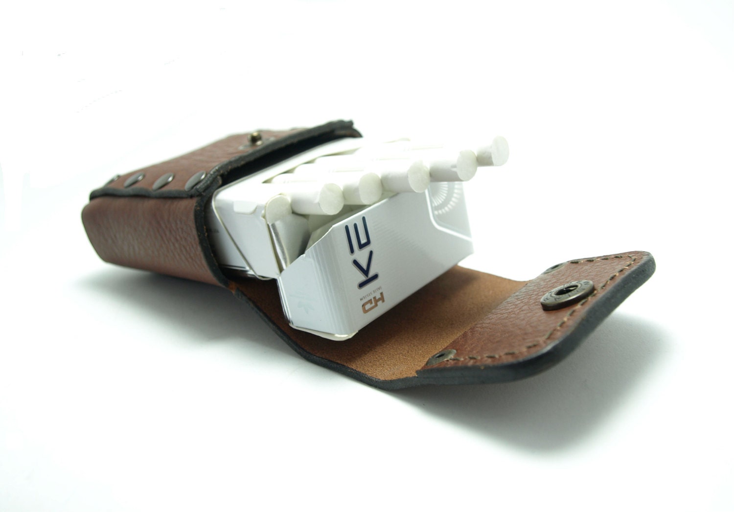 Handmade genuine leather cigarette case holds 20 | Etsy