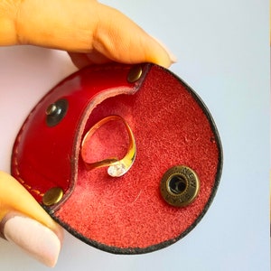 Mini Ring Leather Bag From Red Leather Case Bag for Your Rings , Safety ...