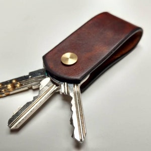 Comfortable Small Compact 3-key Holder From Thick Genuine Leather Brown ...