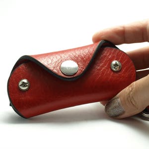 Unique Keychain Key Holder From Red Cowhide Holds 4-6 Regular Keys or ...