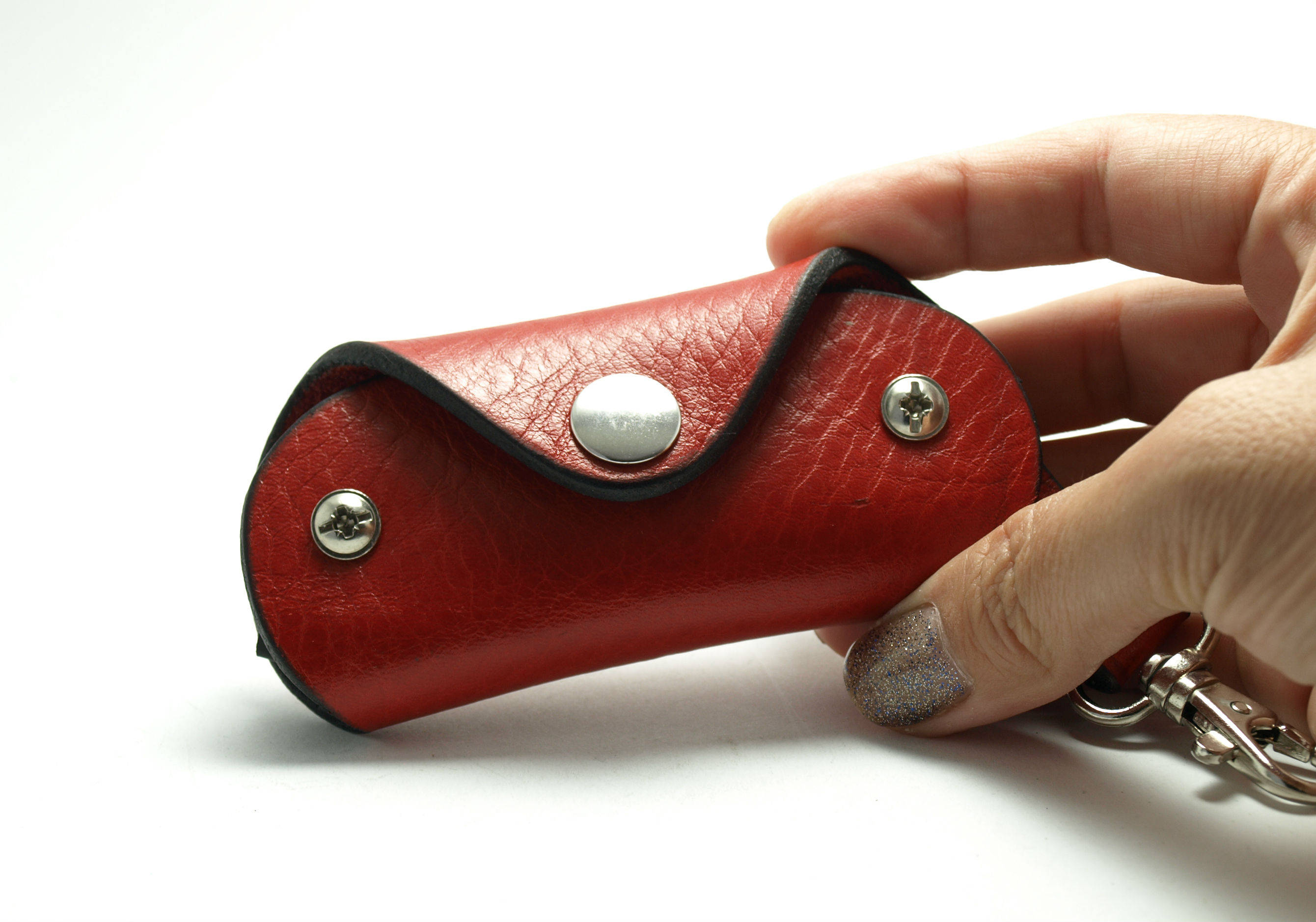 Unique Keychain Key Holder From Red Cowhide Holds 4-6 Regular Keys or ...