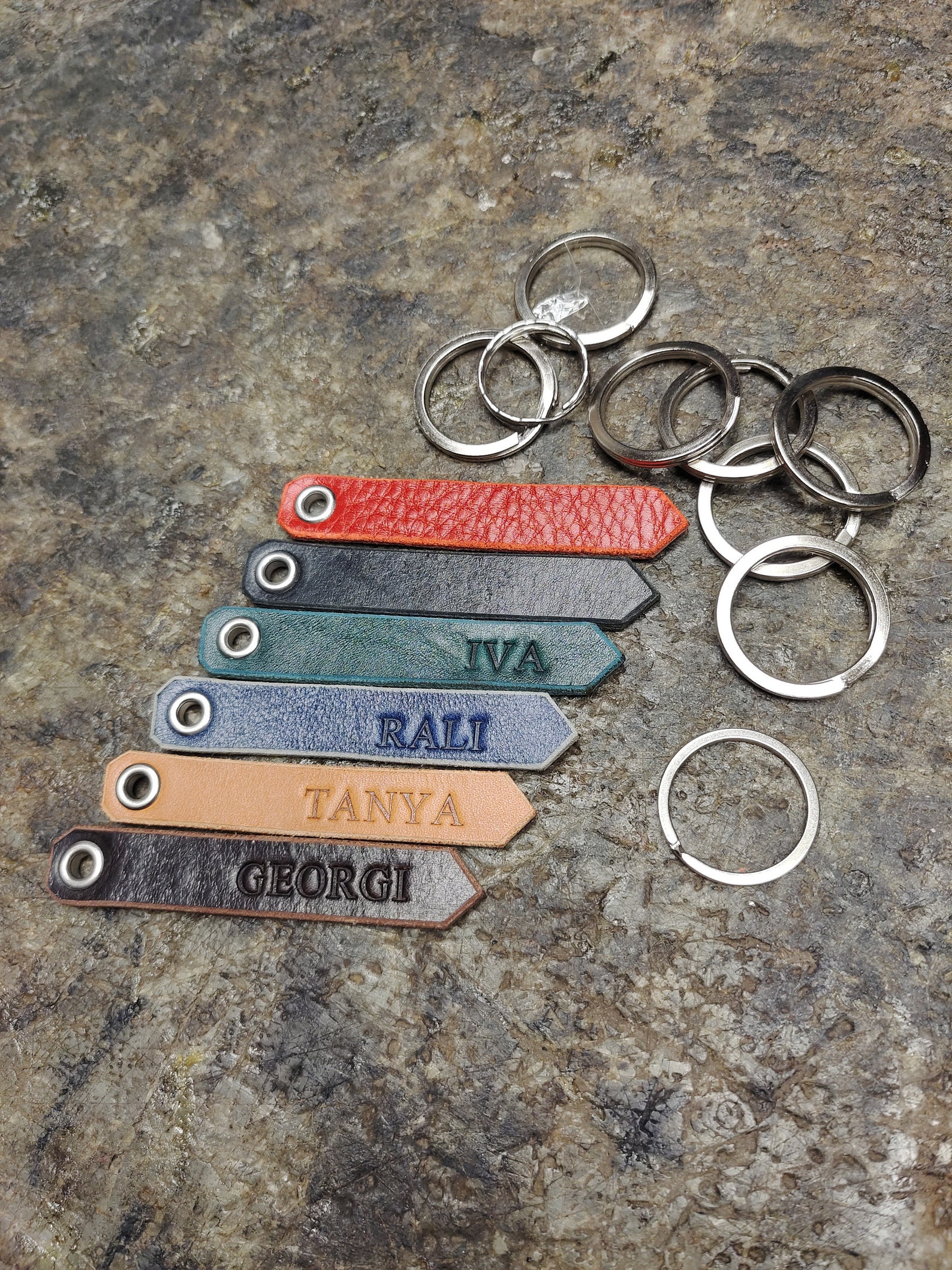 Leather Tags Keychain Personalized Leather Strap Hand Crafted - Etsy