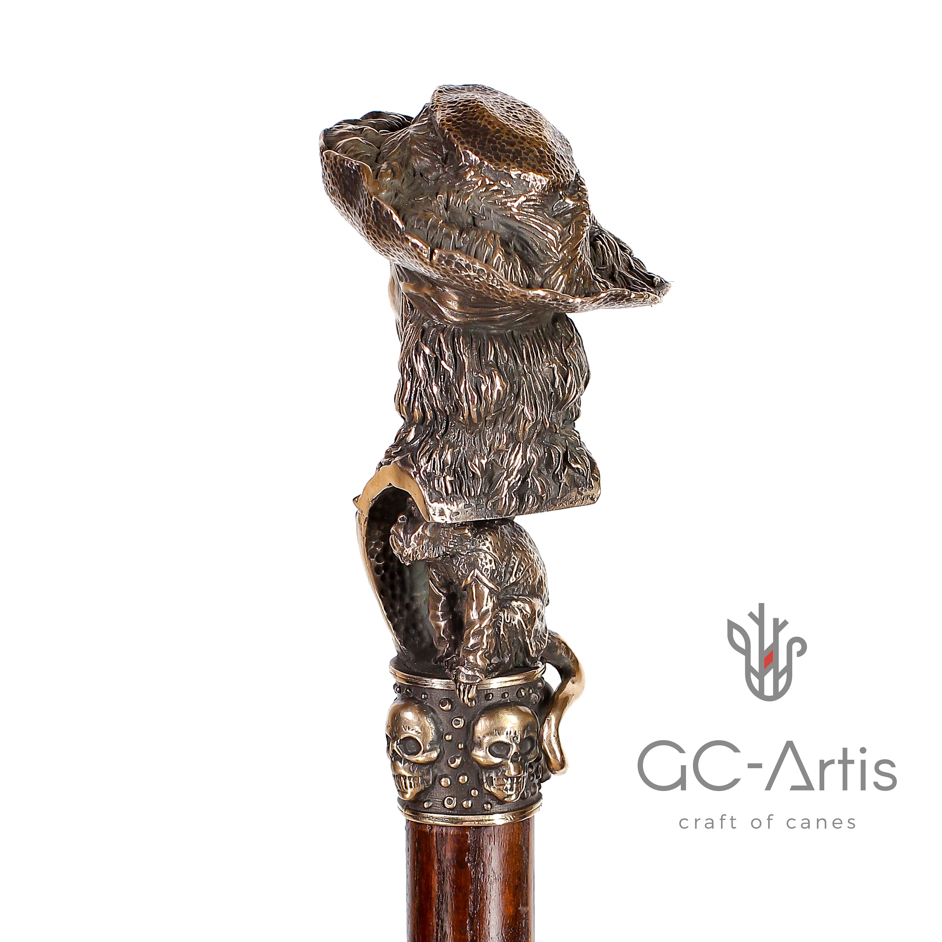 Pirate Captain With Monkey Bronze Brass Walking Stick Cane ...