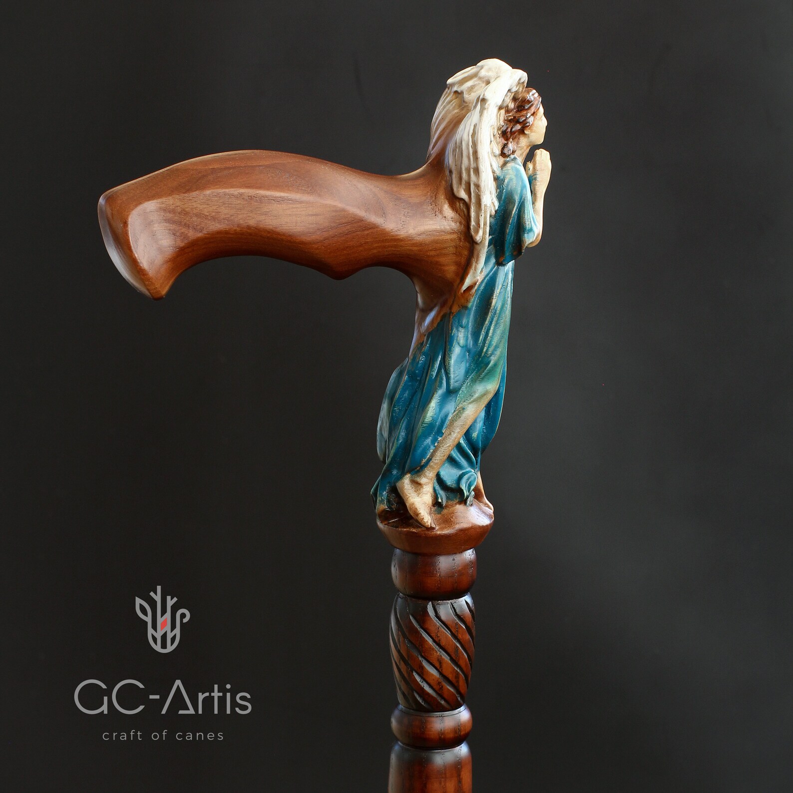 Winged Angel CANE Wooden Walking Stick Cane Crafted Carved - Etsy