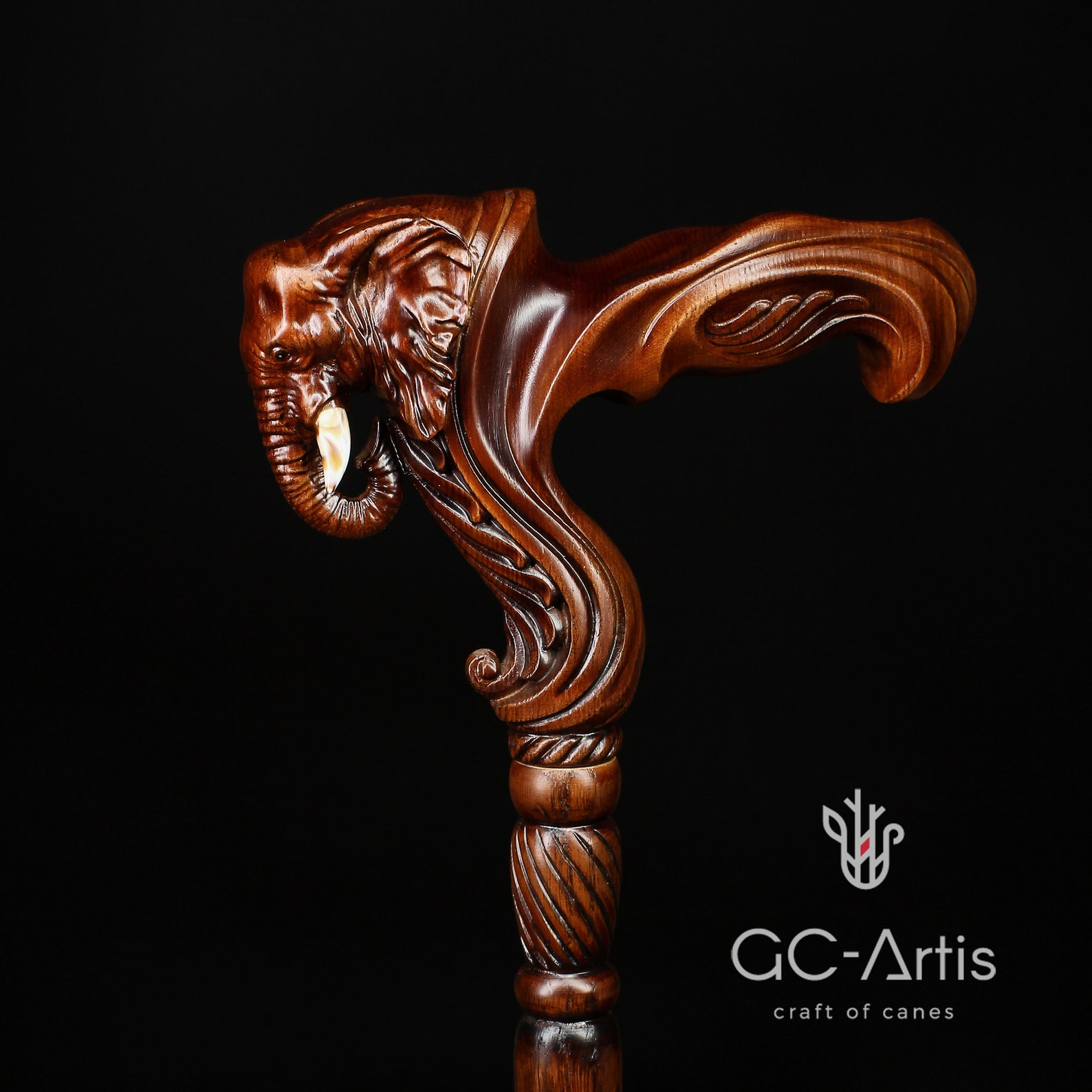 Elephant Cane Wooden Walking Stick Ergonomic Palm Grip Handle - Etsy