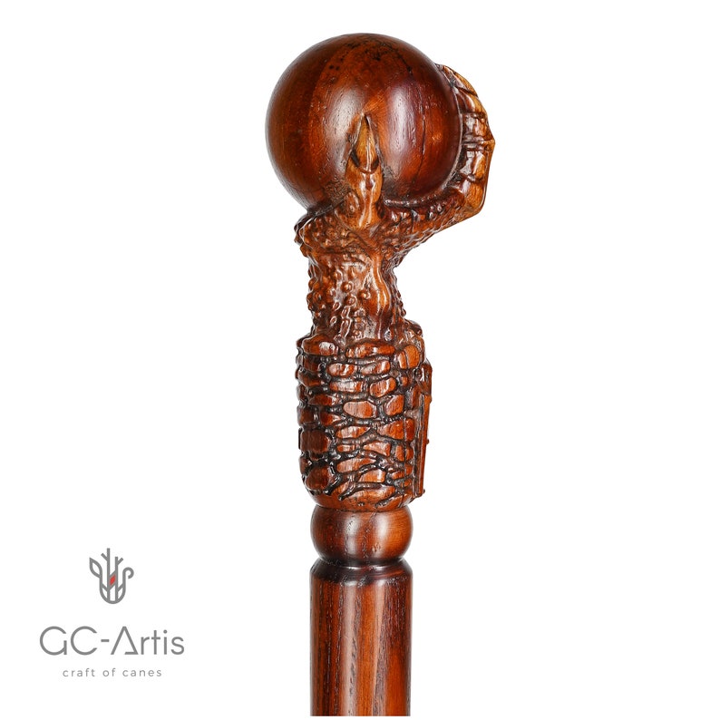 Dragon Claw Wooden Walking Cane, Hand Carved Oak Knob, Fantasy Staff - Etsy