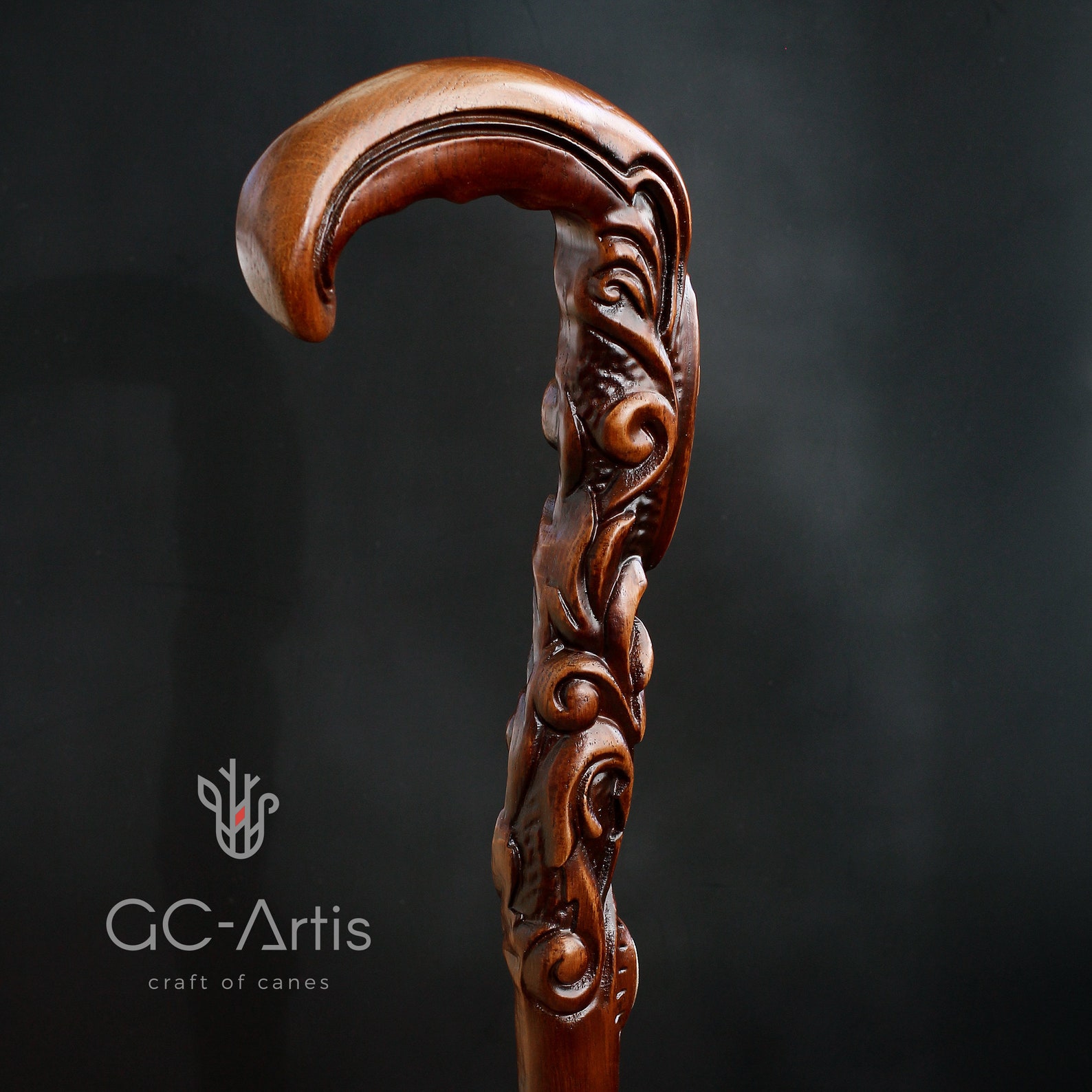Christian Cross Wooden Walking Stick Cane - Wood Carved Crafted Crook ...